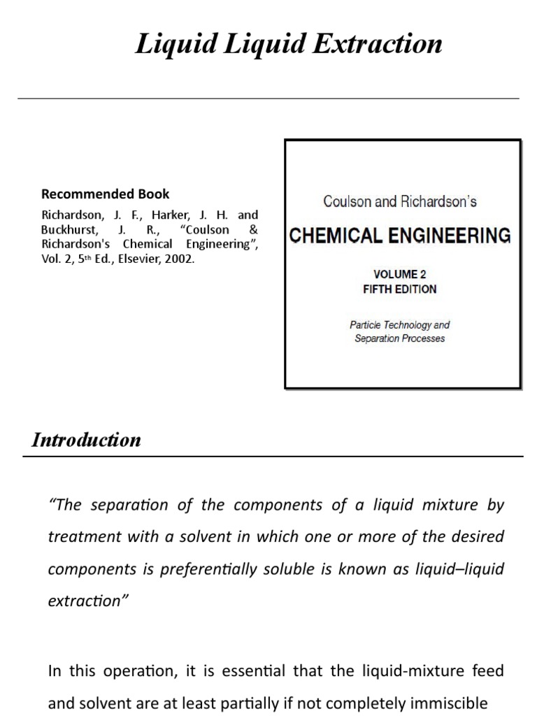 Liquid Liquid Extraction: Recommended Book | PDF | Solution | Distillation