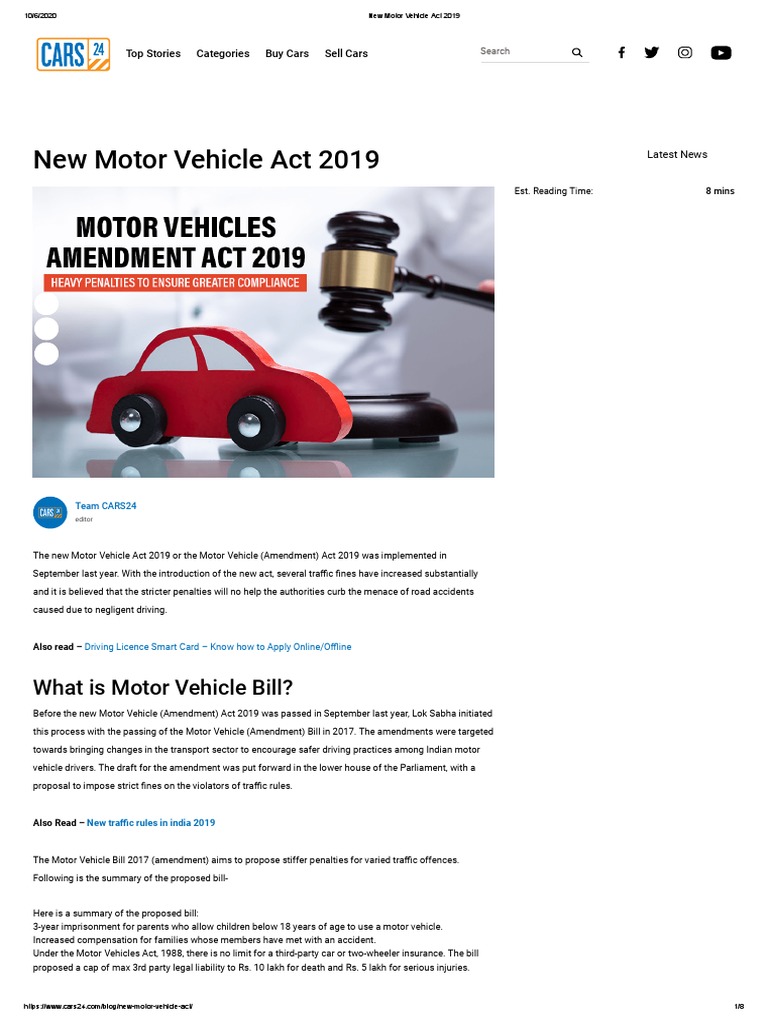 New Motor Vehicle Act 2019 | Download Free PDF | Driver's License ...
