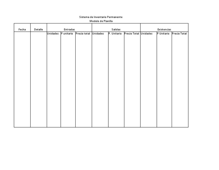 Ficha de Stock Planilla Modelo | PDF