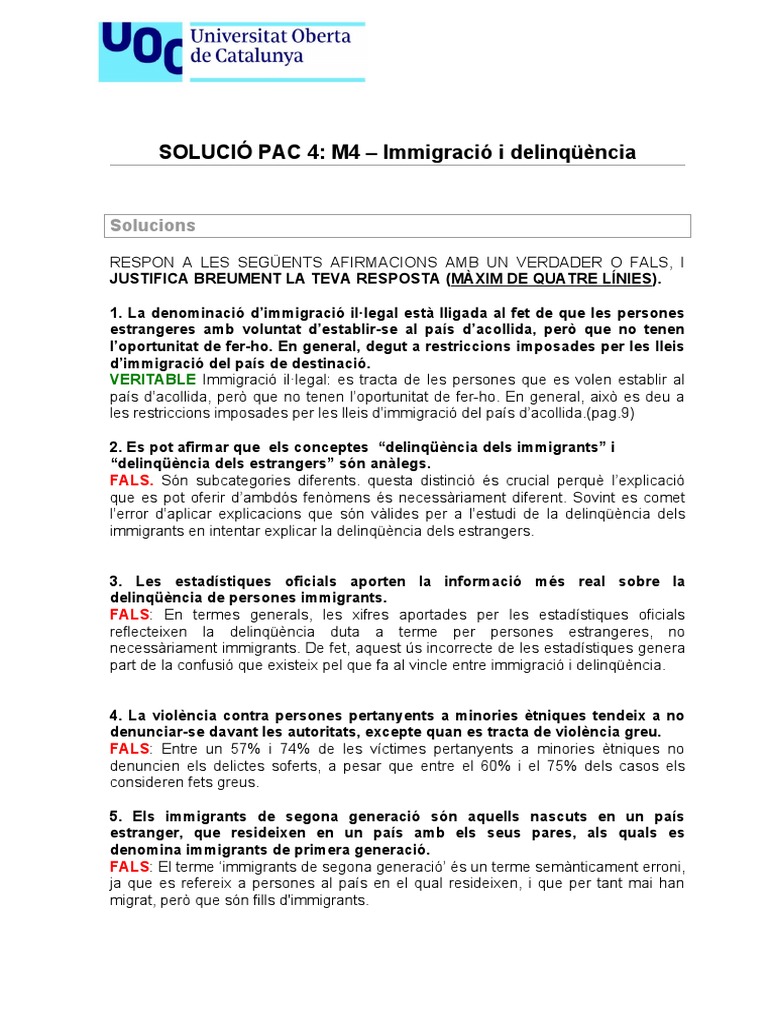 Solucio PAC 4 Fenomenologia de La Criminalitat | PDF