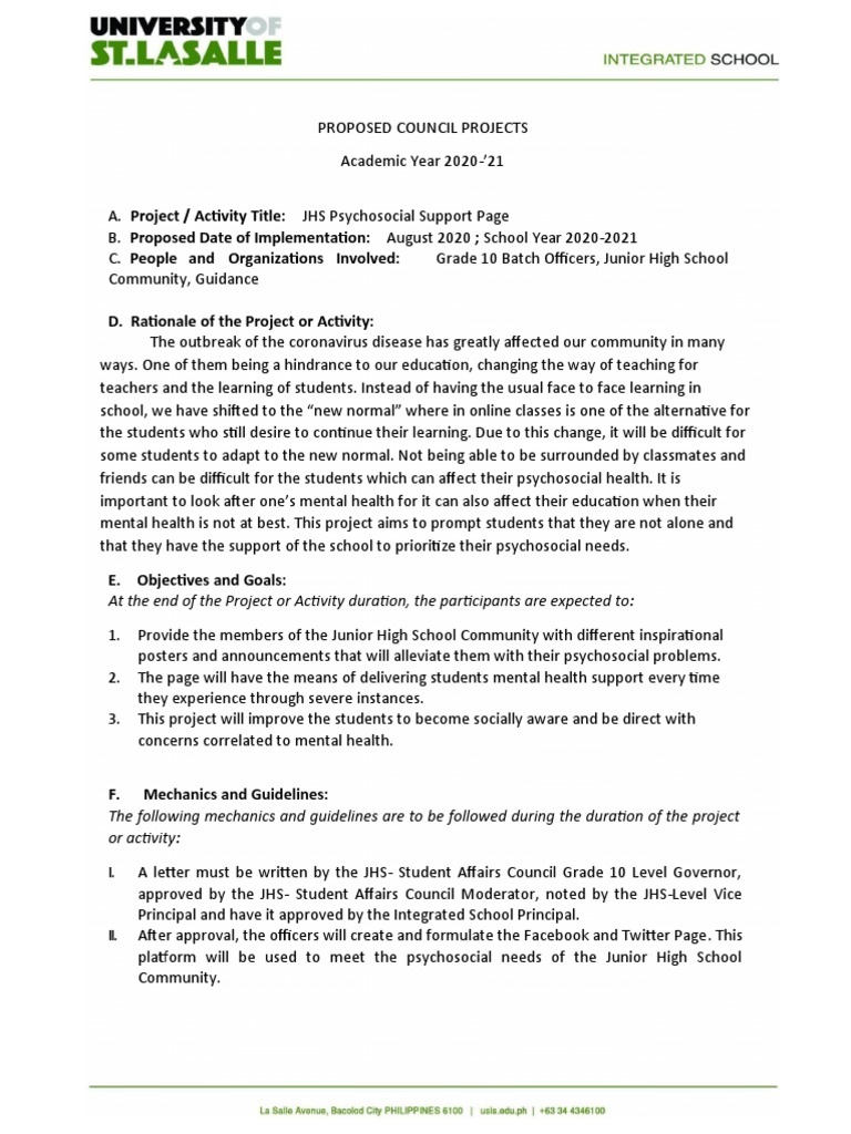 JHS Psychosocial Support Initiative | PDF | Schools | Psychosocial