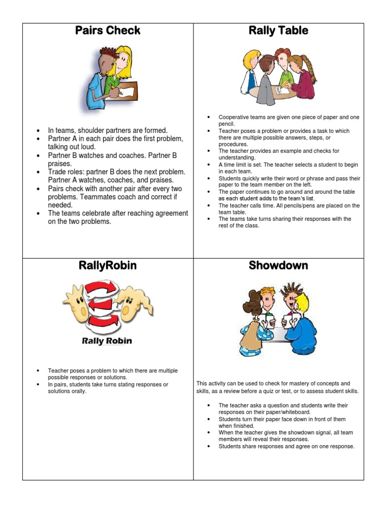 Kagan Structure Quick-Reference Cards Updated | PDF
