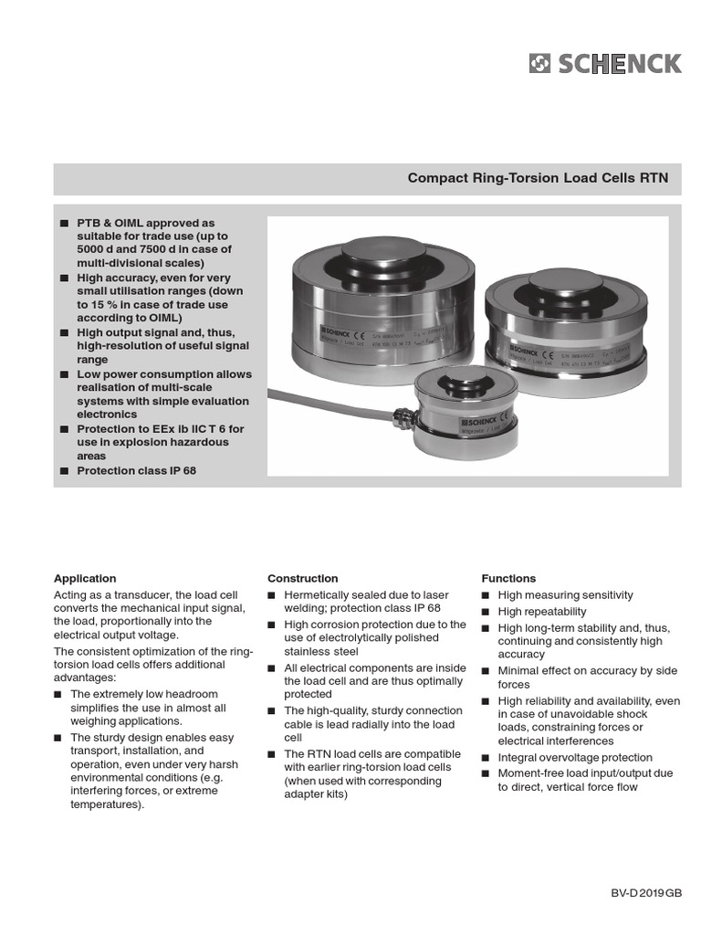 Compact Ring-Torsion Load Cells RTN: Highly Accurate, Durable Load ...