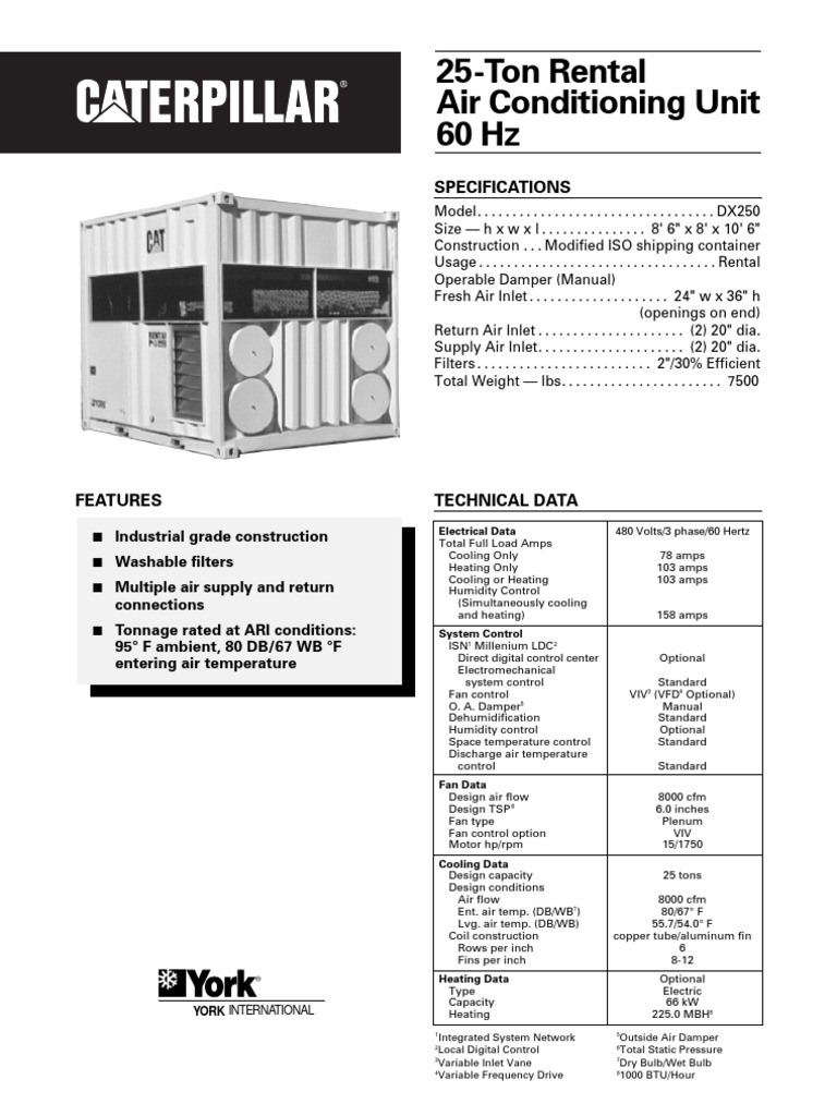 25-Ton Rental Air Conditioning Unit 60 HZ: Specifications | PDF | Air ...