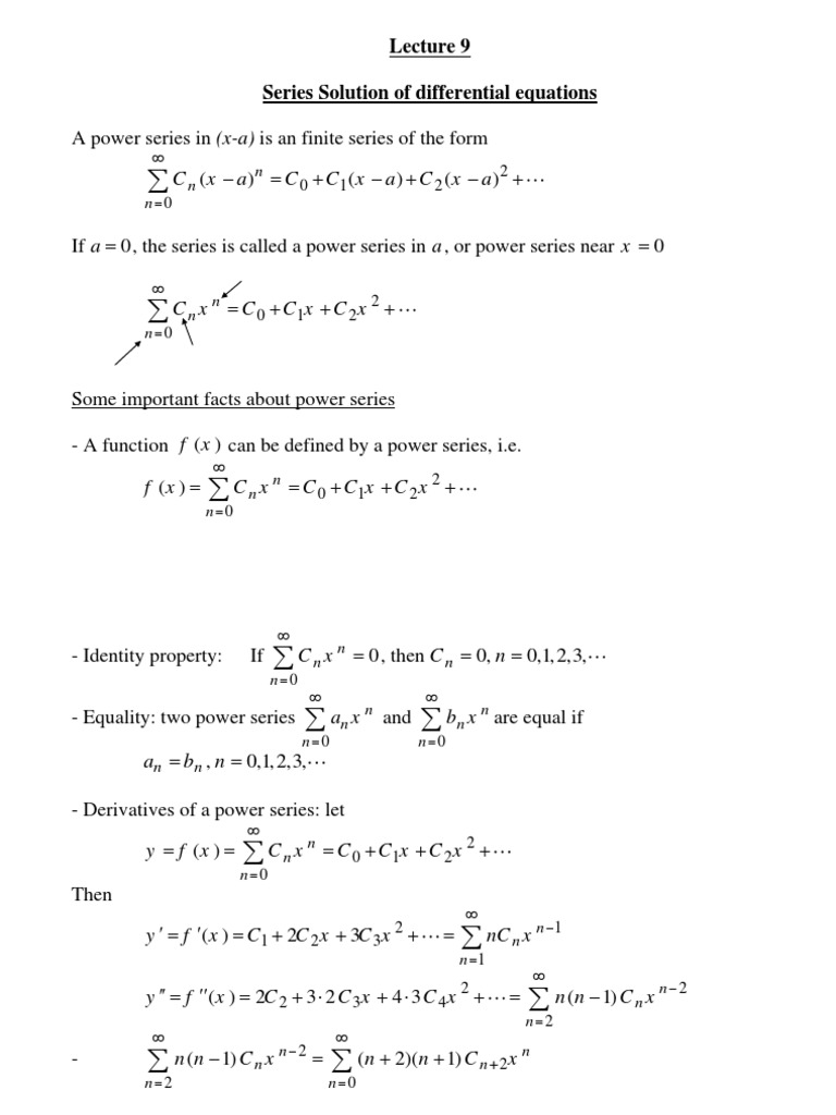 A Power Series in (X-A) Is An Finite Series of The Form | PDF | Power ...