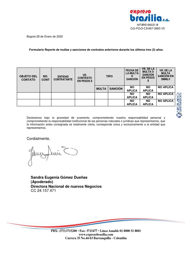 Reporte de multas y sanciones de contratos anteriores | PDF | Business