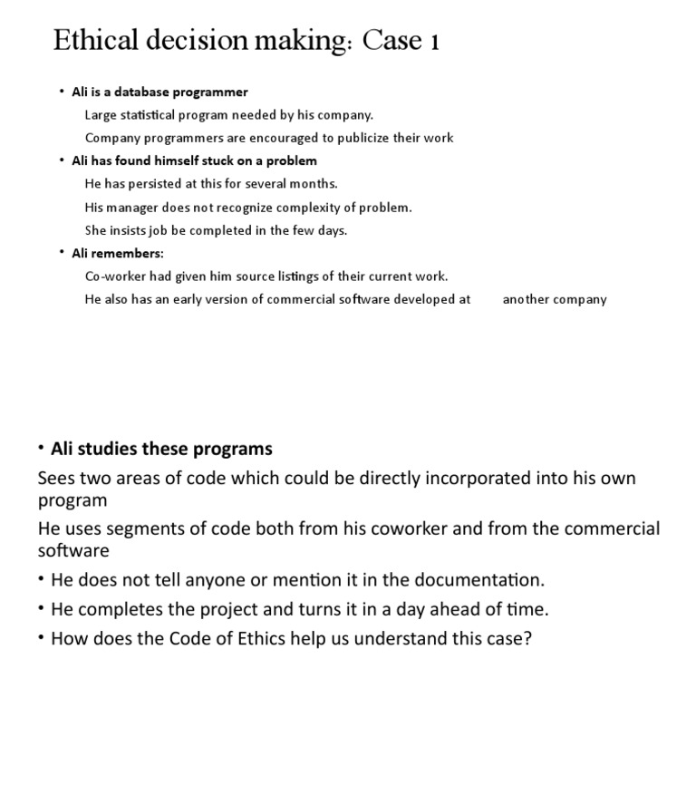 Programmer's Ethical Dilemma Case Study | PDF