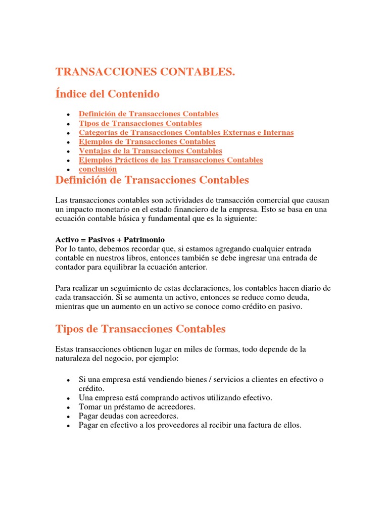 Transacciones Contables. Unidad 3 | PDF | Contabilidad | Corporaciones