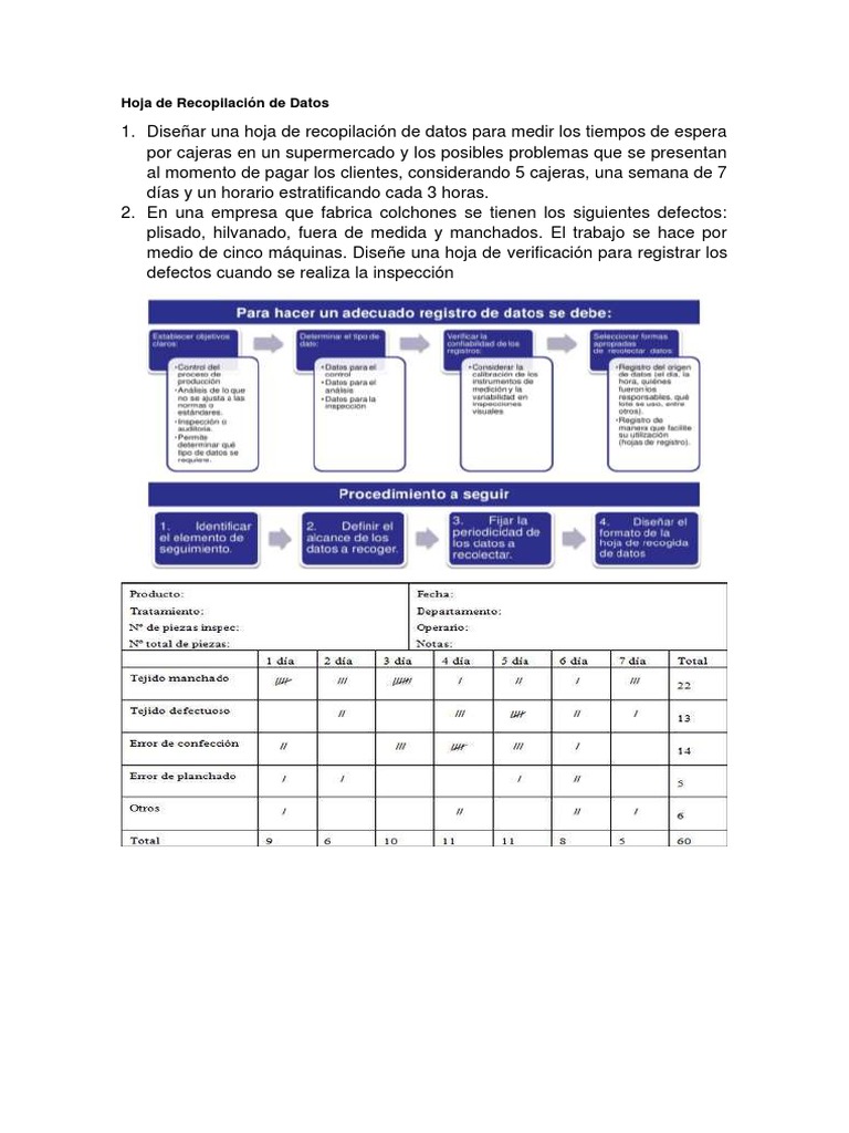 Hoja de Recopilación de Datos Ejemplos PDF | PDF
