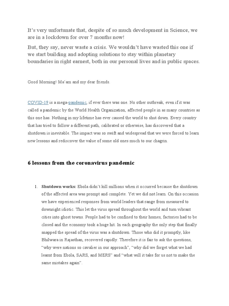 6 Key Lessons from COVID-19 Pandemic | PDF | Pandemic | Health Care