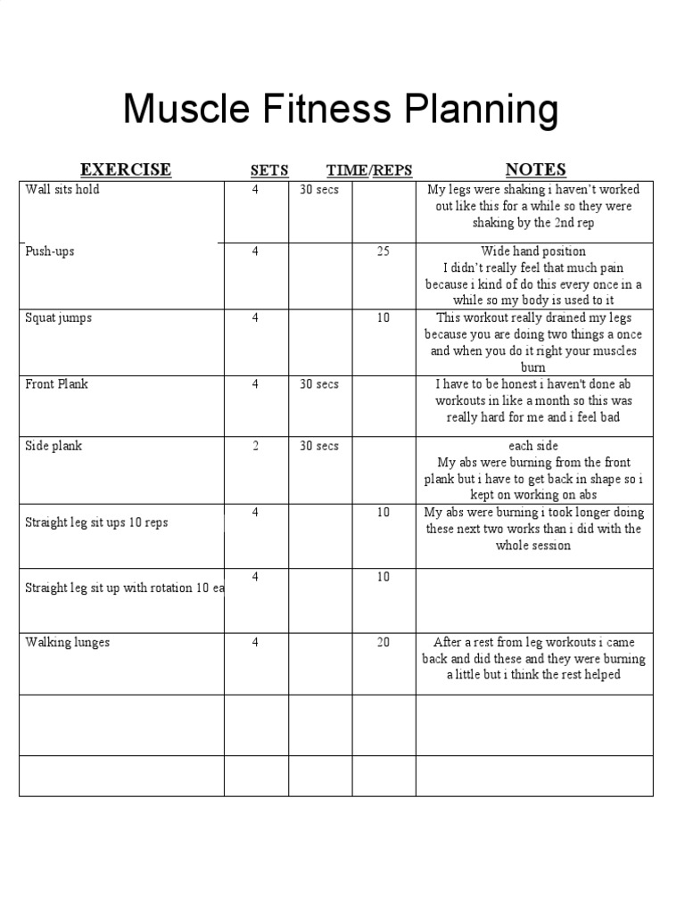 Muscle Fitness Planning | PDF | Hobbies | Management Of Obesity