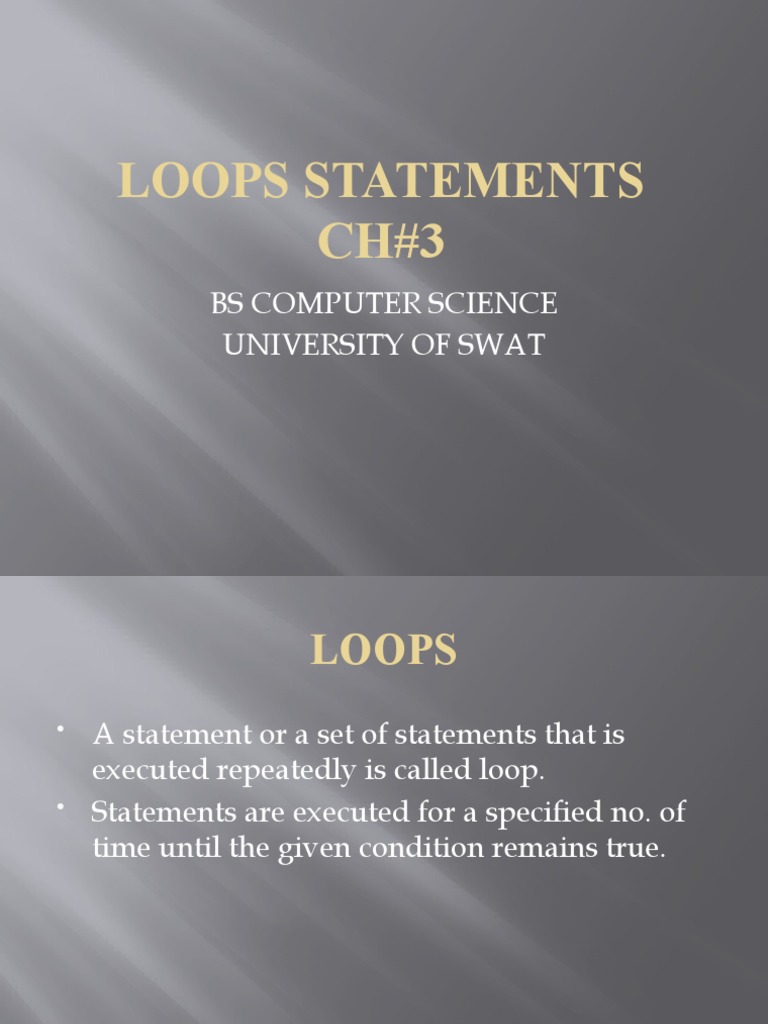 Loops Statements Ch 3 Bs Computer Science University Of Swat Download Free Pdf Control Flow