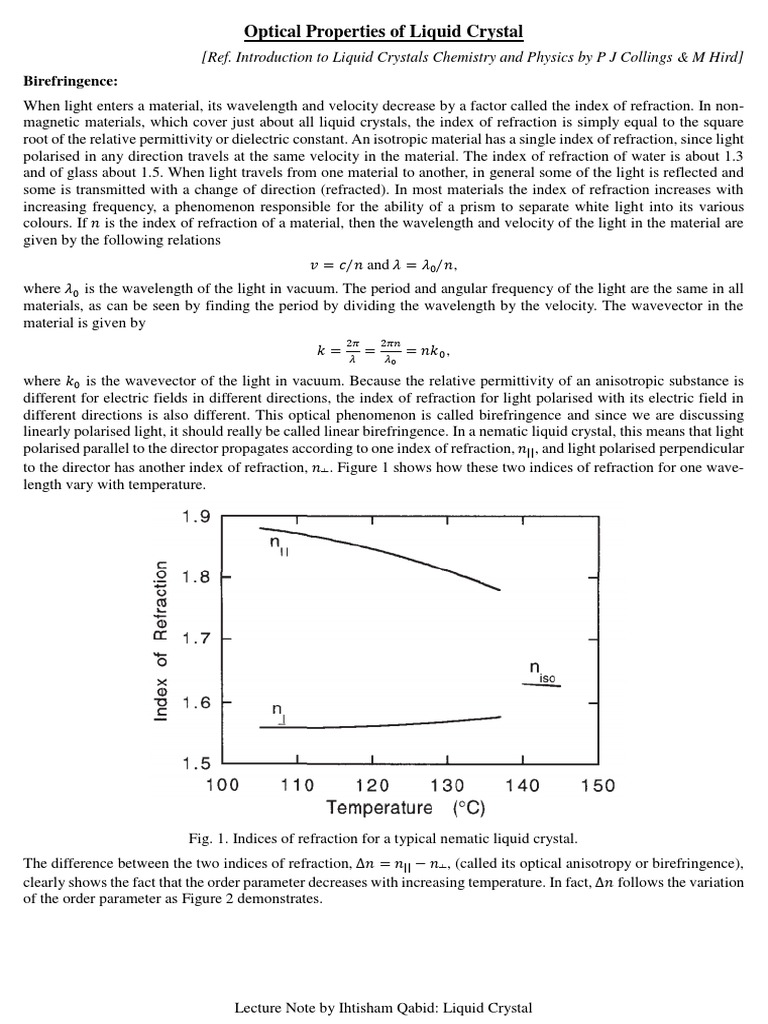 Optical Properties of Liquid Crystal | PDF | Refractive Index | Liquid ...