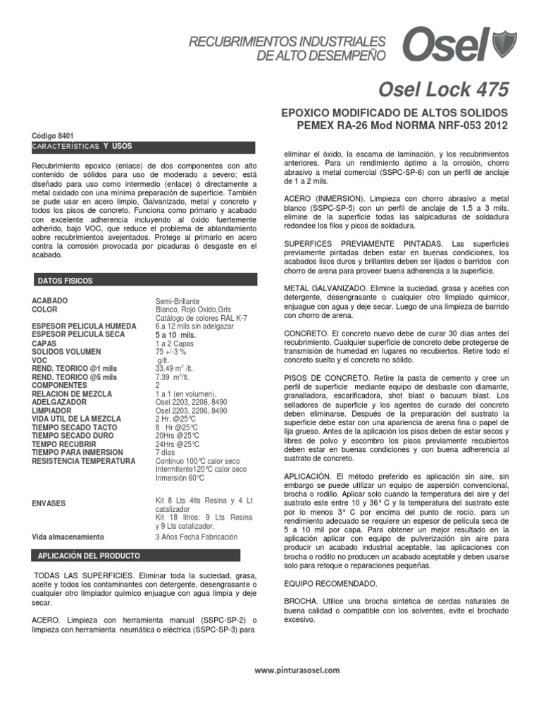 Ra-26 Osel Lock 475 | PDF | Cepillo | Hormigón