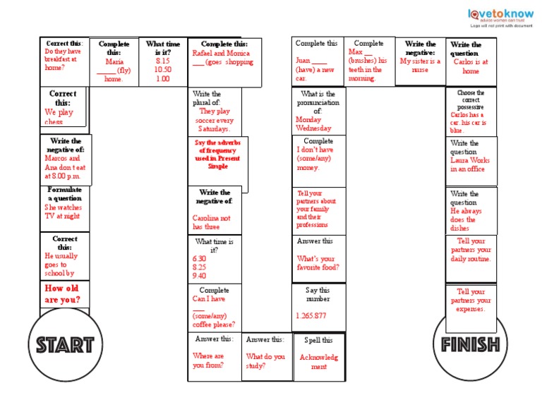 Present Simple Board Game Activities | PDF | Language Mechanics ...