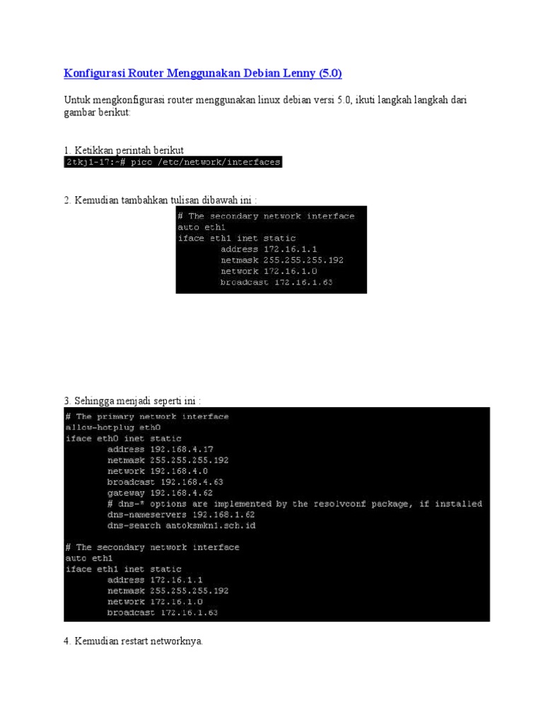 Konfigurasi Router Menggunakan Debian Lenny | PDF
