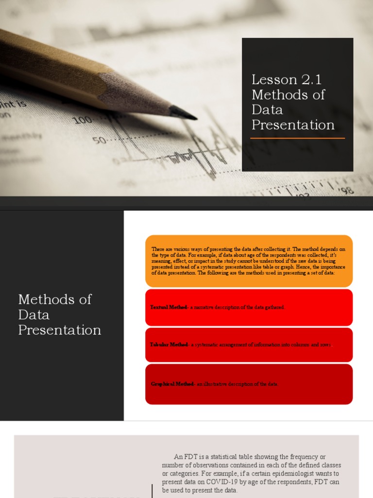Lesson 2.1 Methods of Data Presentation | PDF | Infographics | Chart