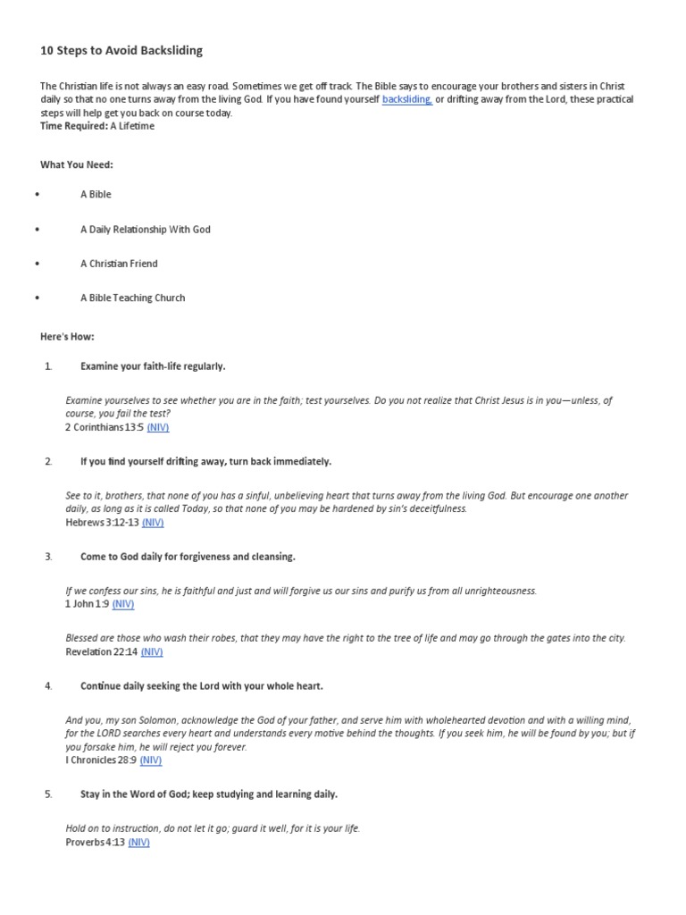 Avoiding Spiritual Backsliding | PDF | Religious Behaviour And ...