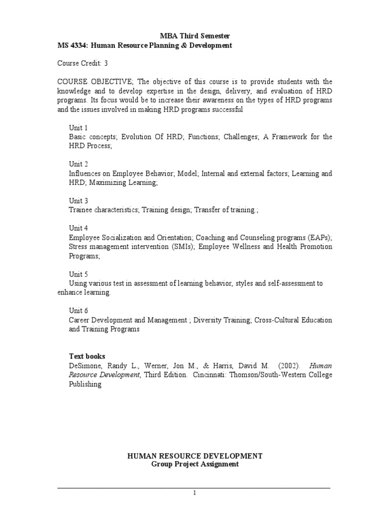 HRD Group Project | PDF | Lesson Plan | Evaluation