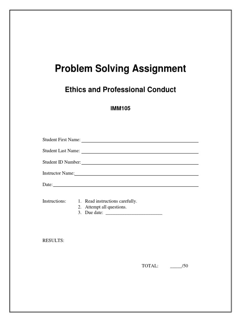 IMM105 v1-0 Problem Solving Assignment 2017-0221 PDF | PDF ...
