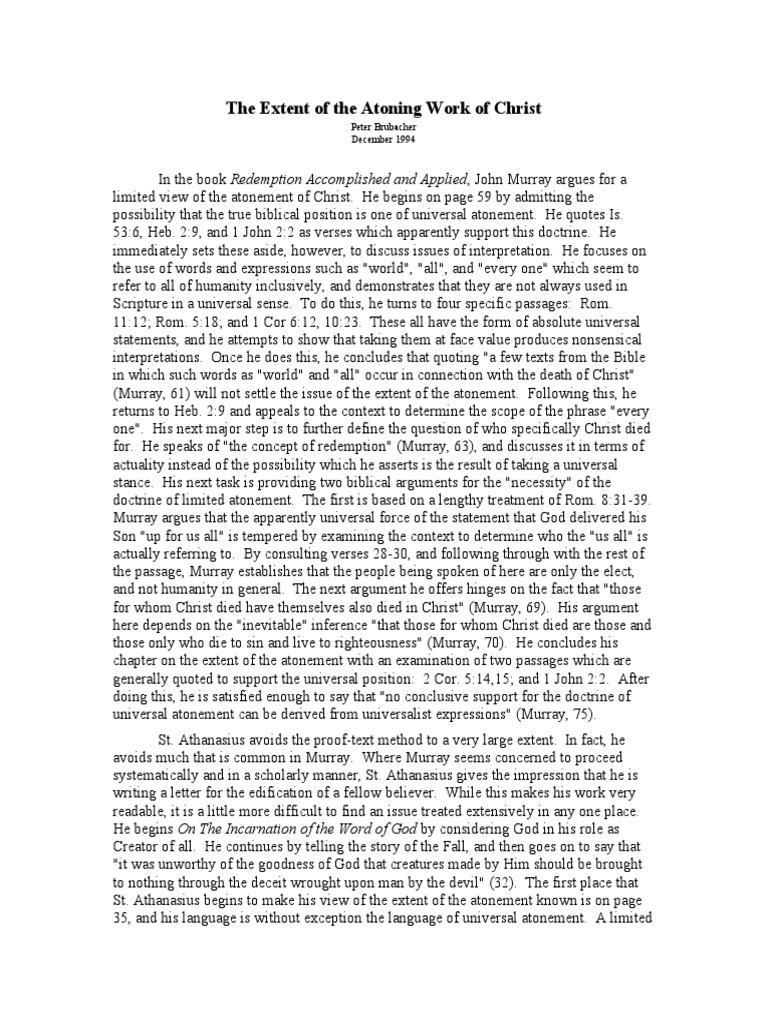 The Extent of The Atoning Work of Christ | PDF | God The Father | Salvation
