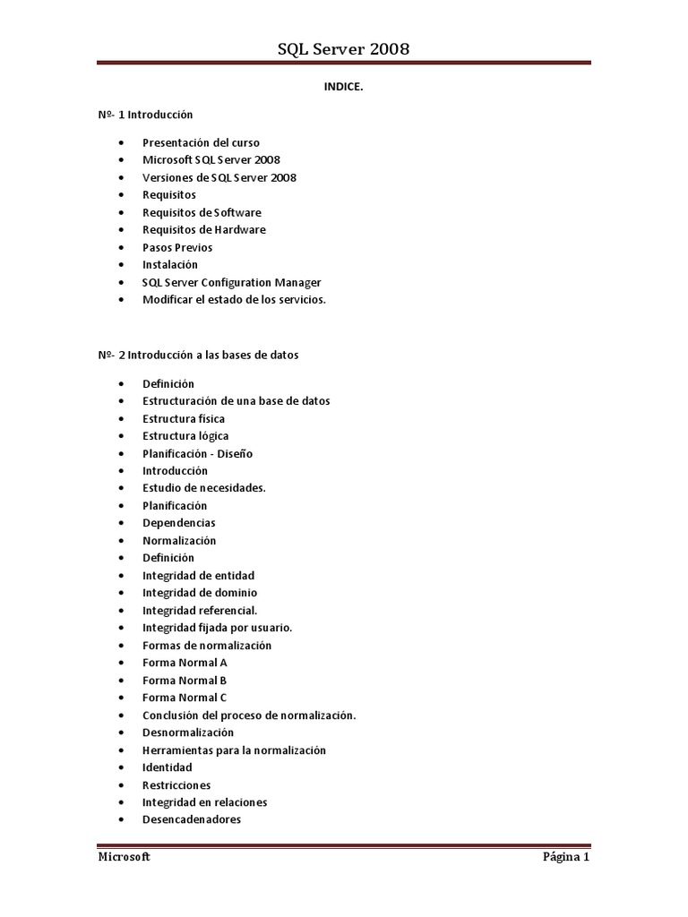 Curso Sqlserver Pdf Sql Servidor Sql De Microsoft 