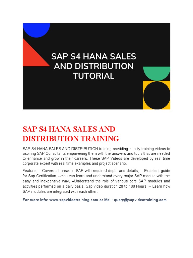 SAP s4 Hana SD | PDF