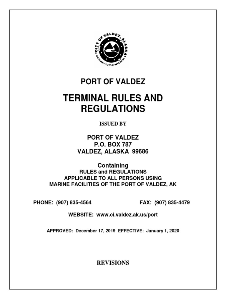Port of Valdez Terminal Regulations | PDF | Port | Transport