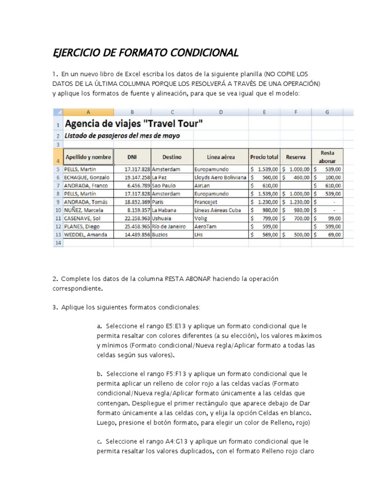 Ejercicios de Formato Condicional en Excel | PDF | Informática