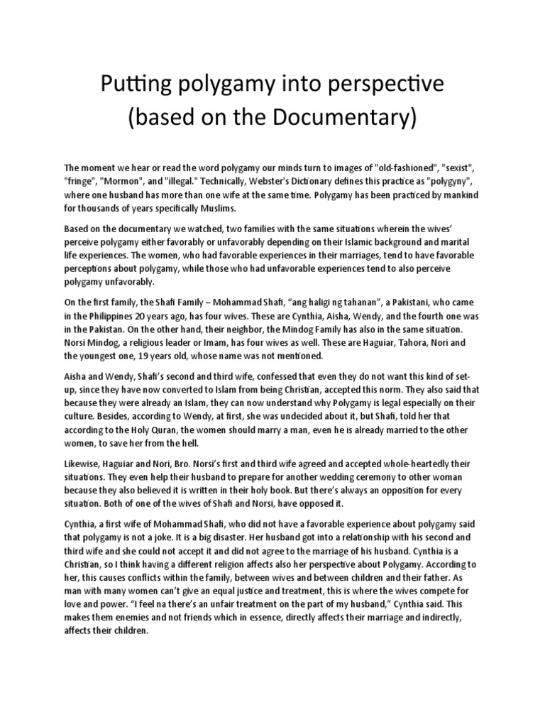 Putting Polygamy Into Perspective (Based On The Documentary) | PDF ...