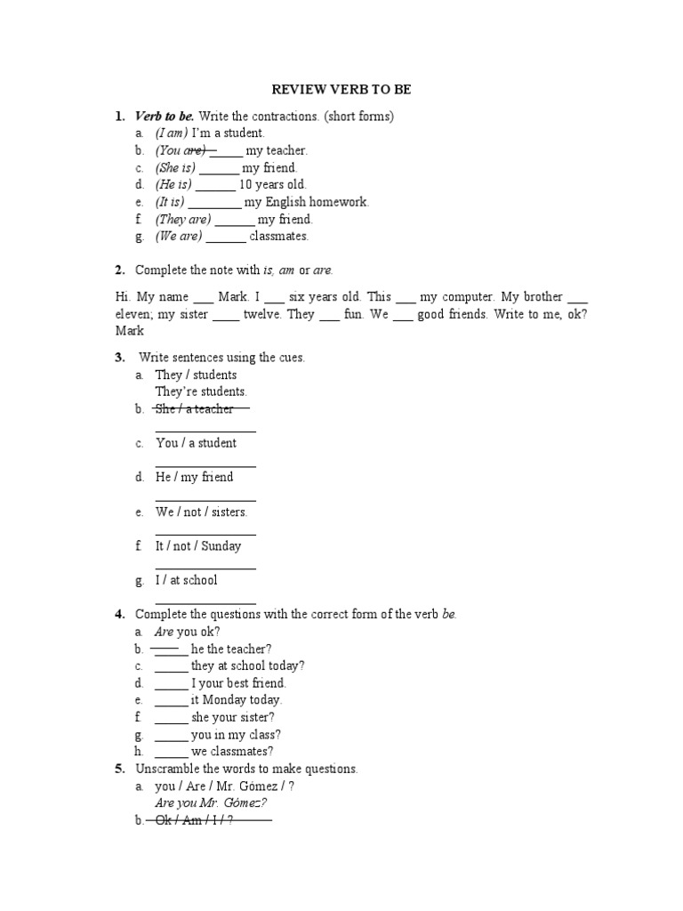 Review Verb To Be | PDF