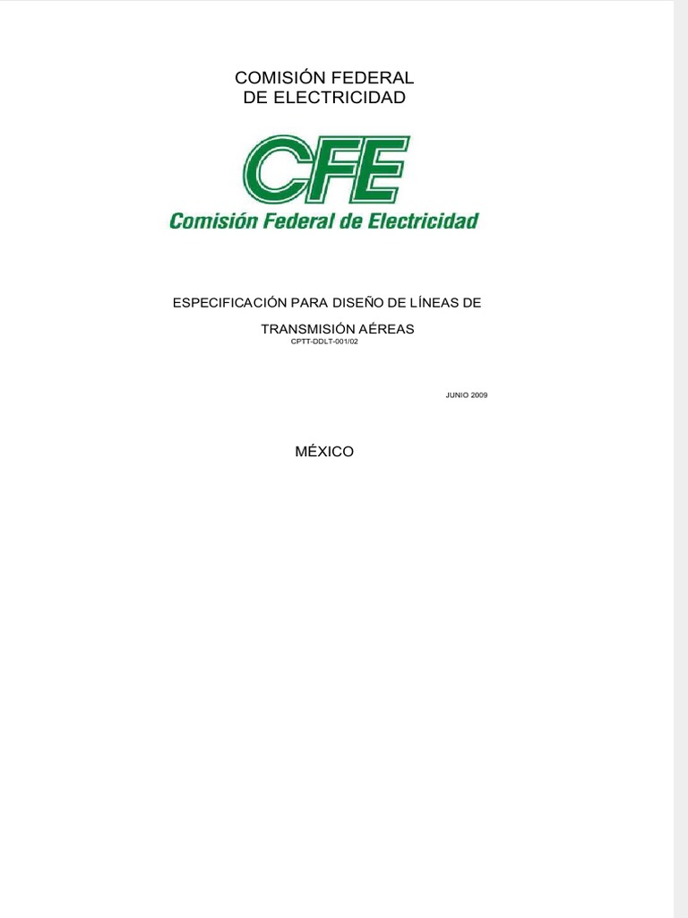Especif Diseno de Lts Cfe CPTT PDF | PDF | Transmisión de energía ...
