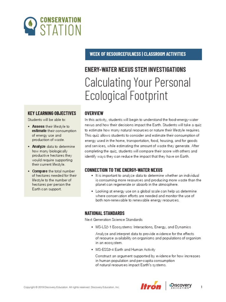 Itron Fall2019 Classroom - Activities Calculate Ecological Footprint ...
