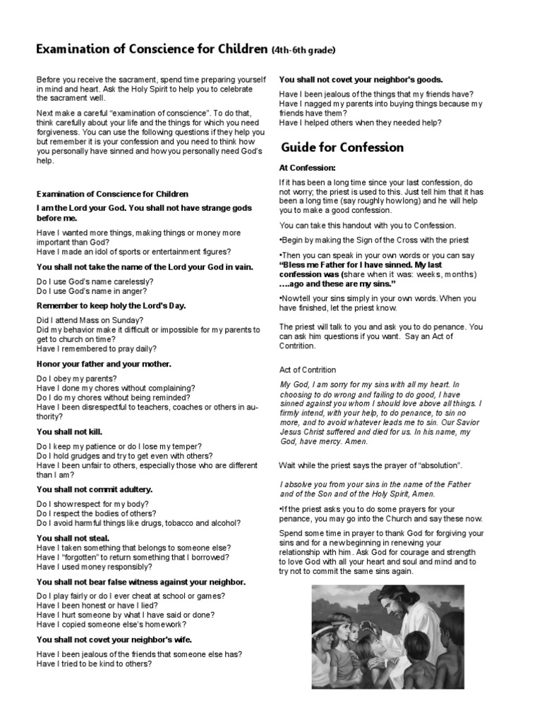 Examination of Conscience - Children2017 PDF | Download Free PDF ...