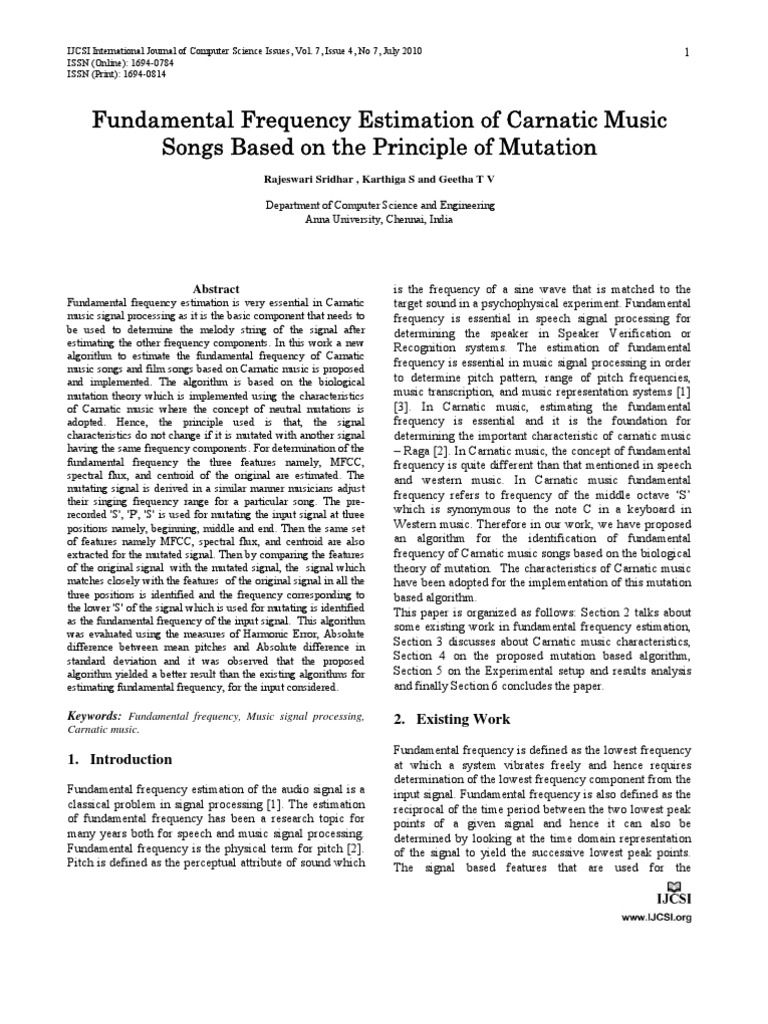 Carnaticmusicsearch | PDF | Spectral Density | Pitch (Music)