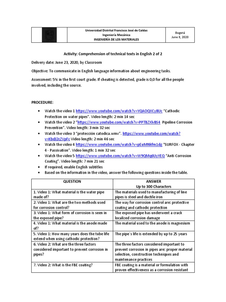 S09 - Guia Comprensión de Textos en Inglés 2 de 2 | PDF | Rust | Corrosion