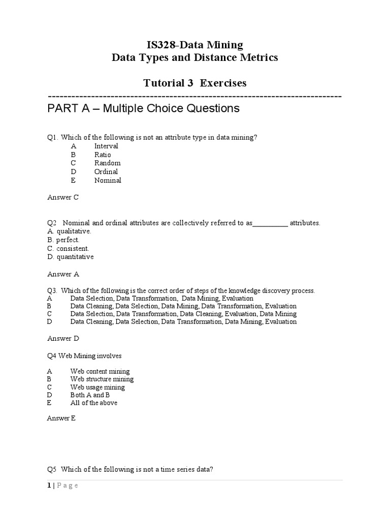 Tutorial 3 Answers | PDF | Data | Applied Mathematics