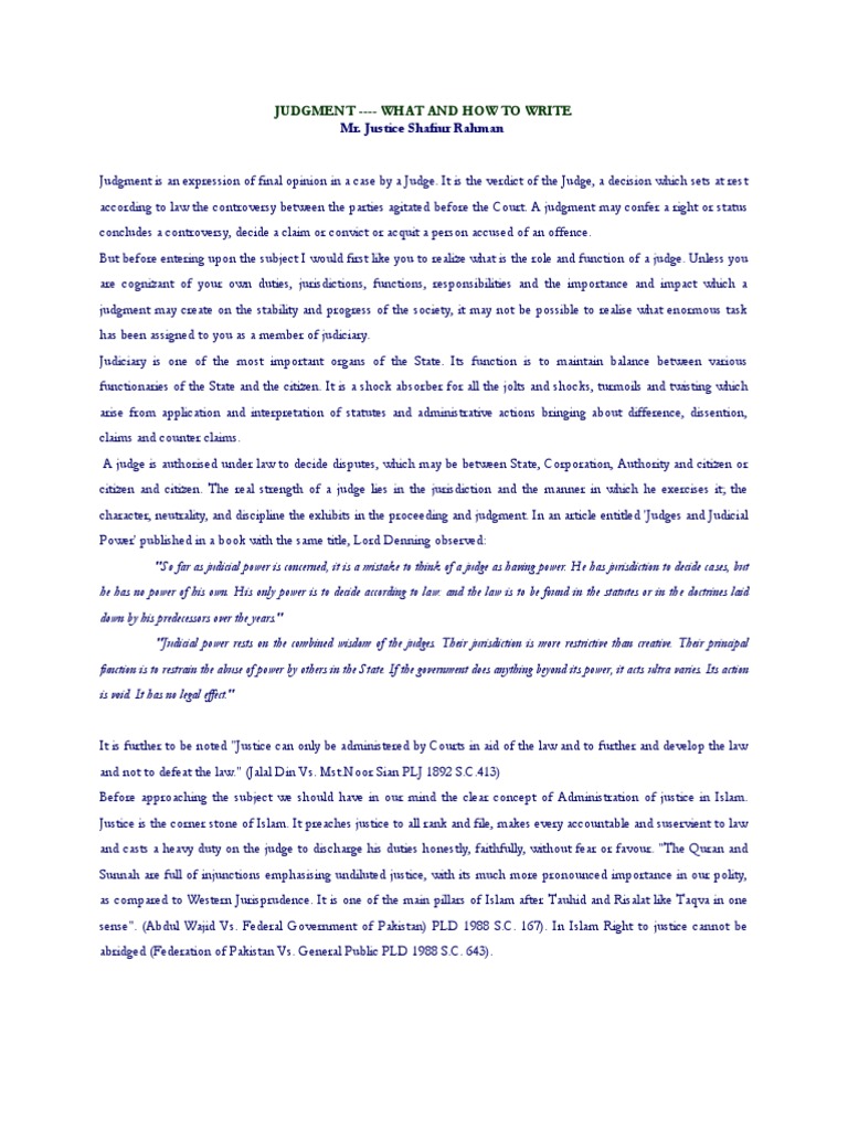 Judgment What and How To Write | PDF | Judgment (Law) | Judge