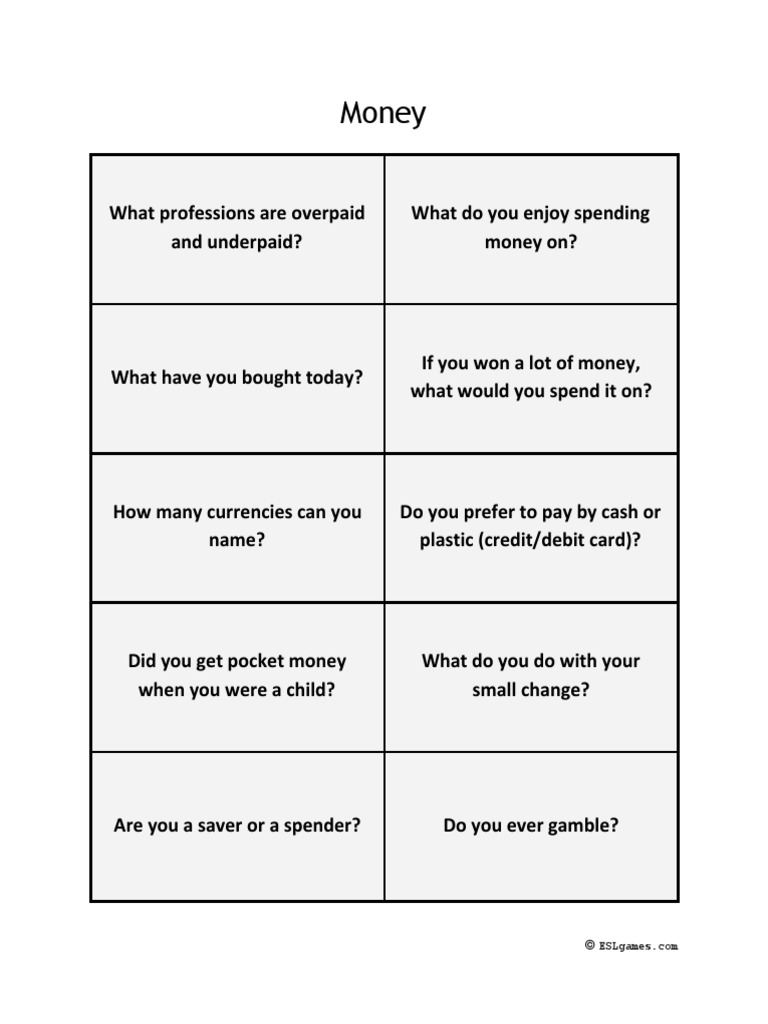 Conversation Questions Money PDF | PDF