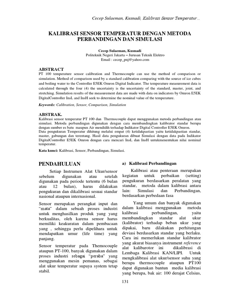 ID Kalibrasi Sensor Temperatur Dengan Metod | PDF | Metode & Bahan Ajar ...