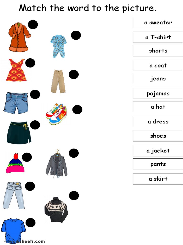 Clothing Vocabulary Matching Game | PDF