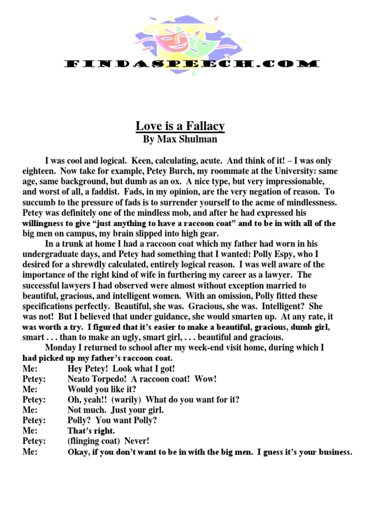 Love Is A Fallacy: by Max Shulman | Download Free PDF | Fallacy | Argument