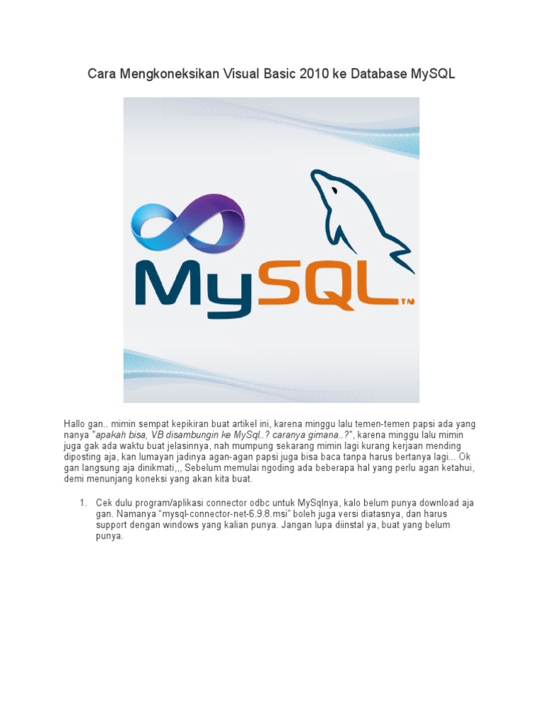 Mengkoneksikan Visual Basic 2010 Ke Database MySQL | PDF | Komputer
