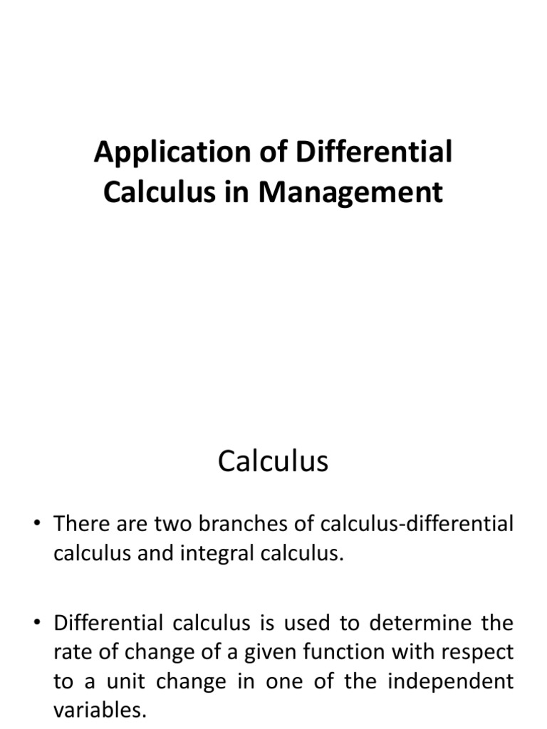 Differential Calculus in Management | PDF