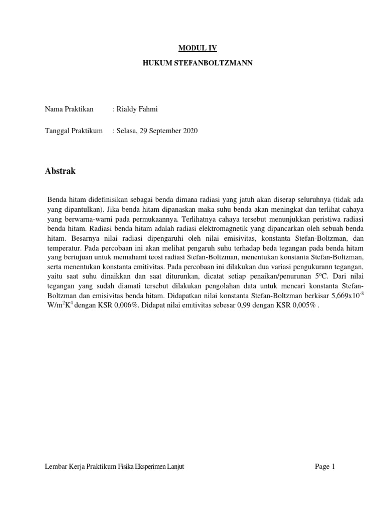 Lembar Kerja Modul 4 - Eksperimen Fisika Lanjut | PDF