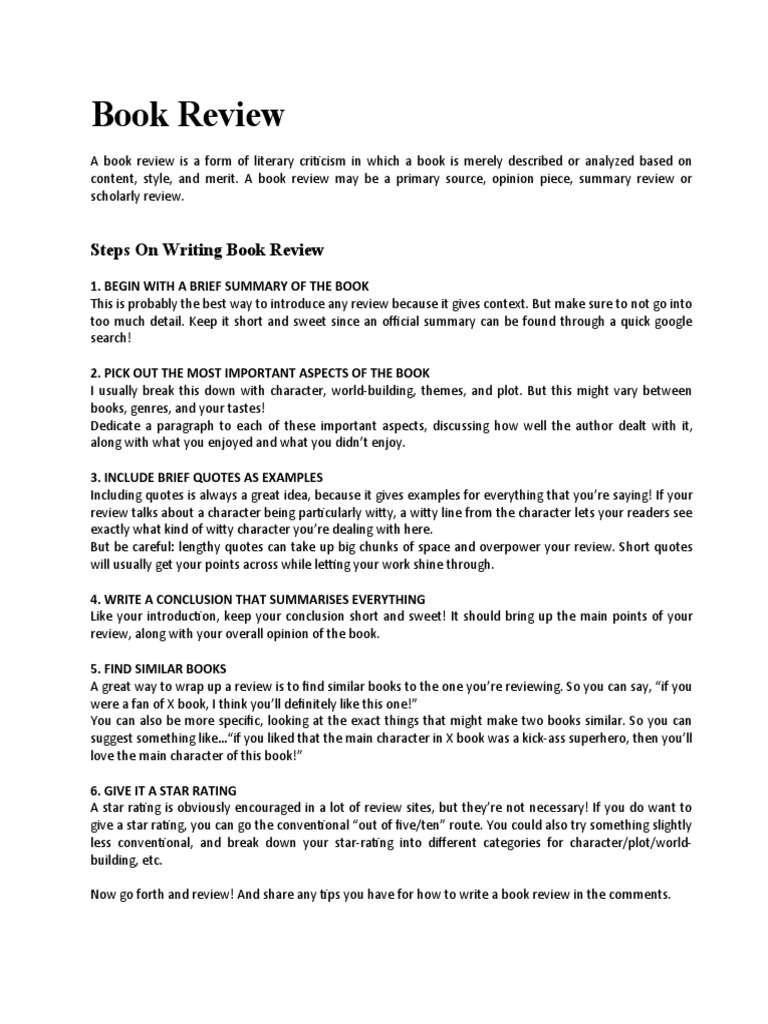 Book Review Steps | PDF | Books | Science