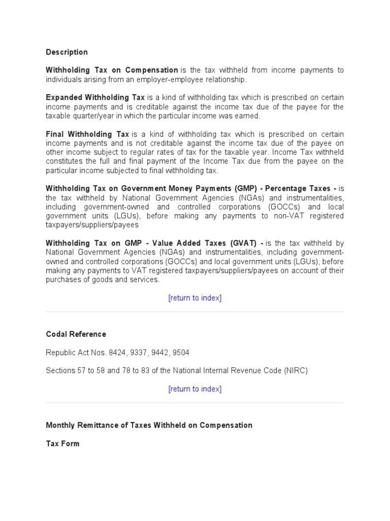 Withholding Tax | PDF | Withholding Tax | Tax Refund