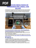 Ejercicios Resueltos de Programación Lineal Con Solver+descarga Archivos | PDF | Programación lineal