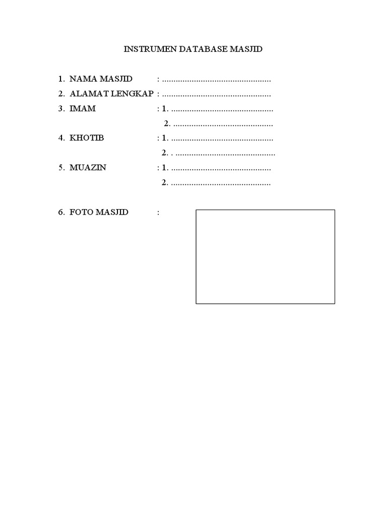 Instrumen Database Masjid | PDF