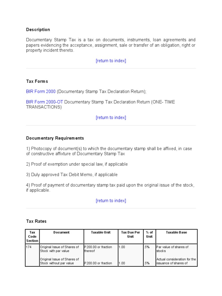 Documentary Stamp Tax | PDF | Lease | Stocks